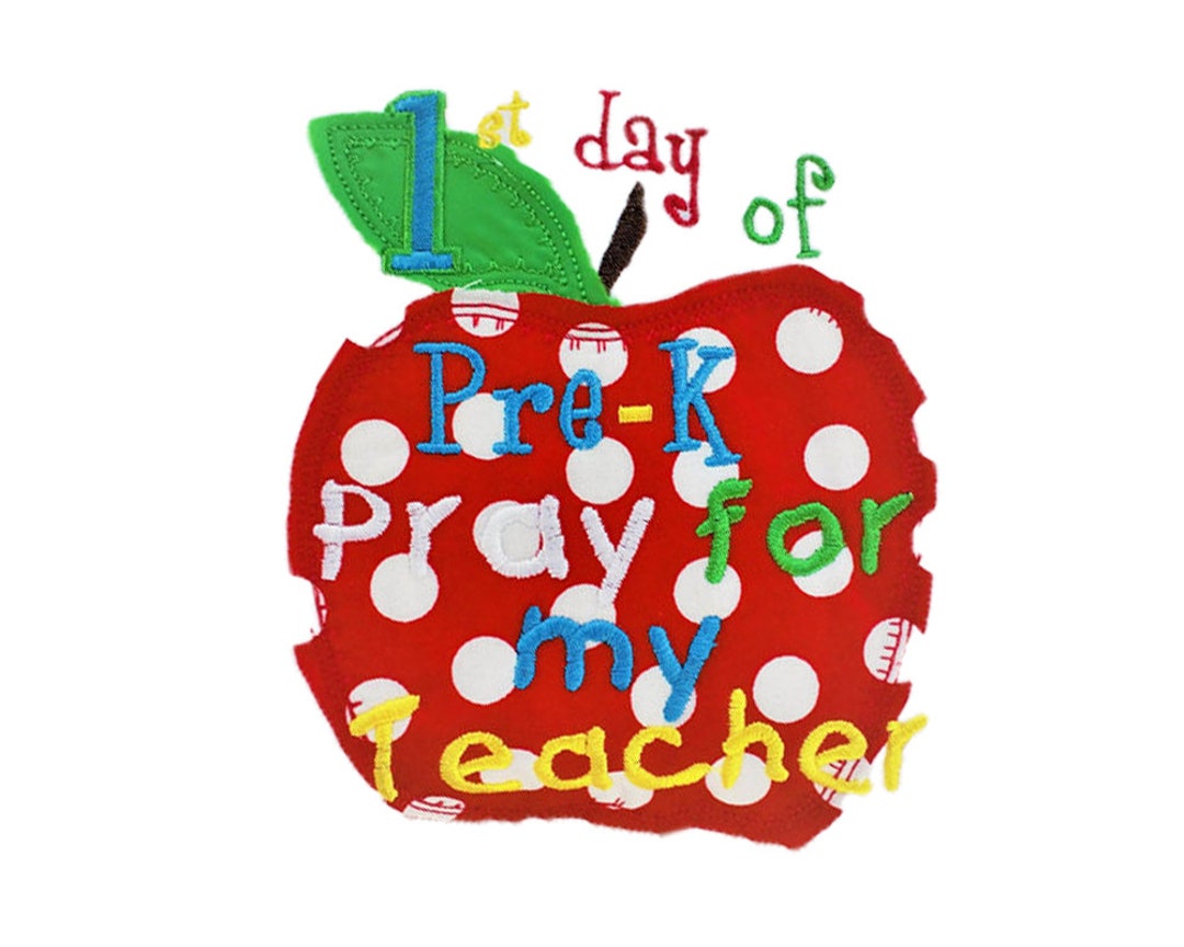 Funny Pre-k Apple Applique: First Day of School Embroidery (digital ...