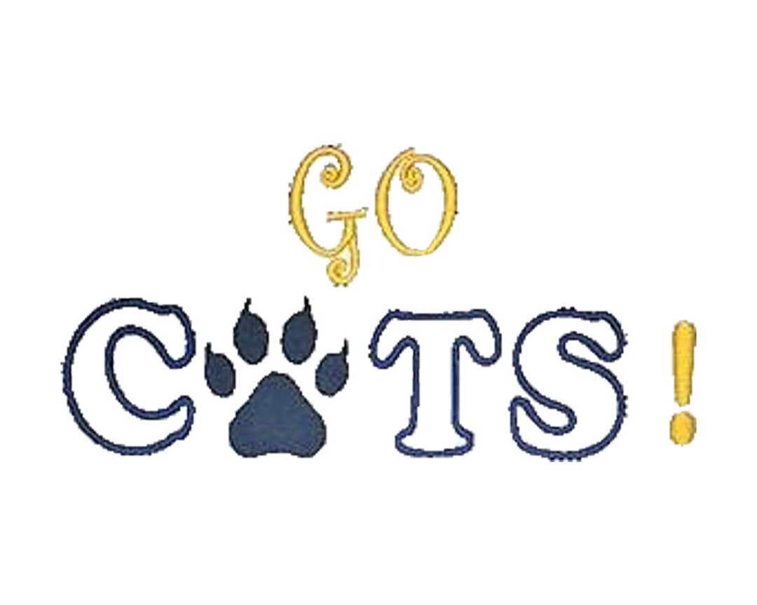 Go Cats Embroidery Design With Paw, Machine Digital File, 3 Sizes ...