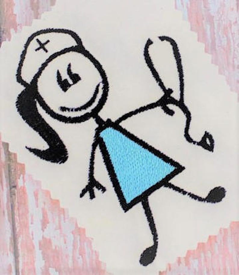 Nurse Stick Figure Embroidery Design: Healthcare Machine Pattern ...