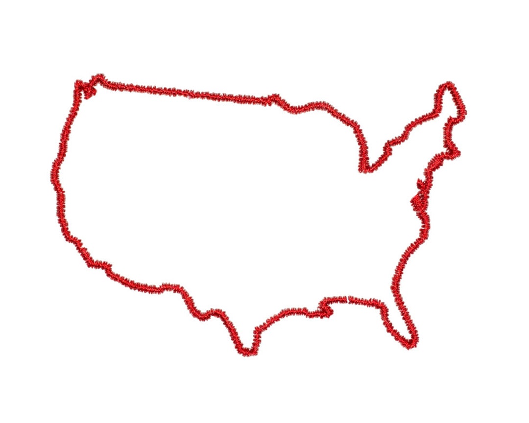 U.S. Map Embroidery Design for 3 Sizes United States Outline Machine ...