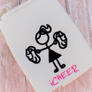Stick Figure Cheerleader Embroidery Design With Poms, Machine Digital ...
