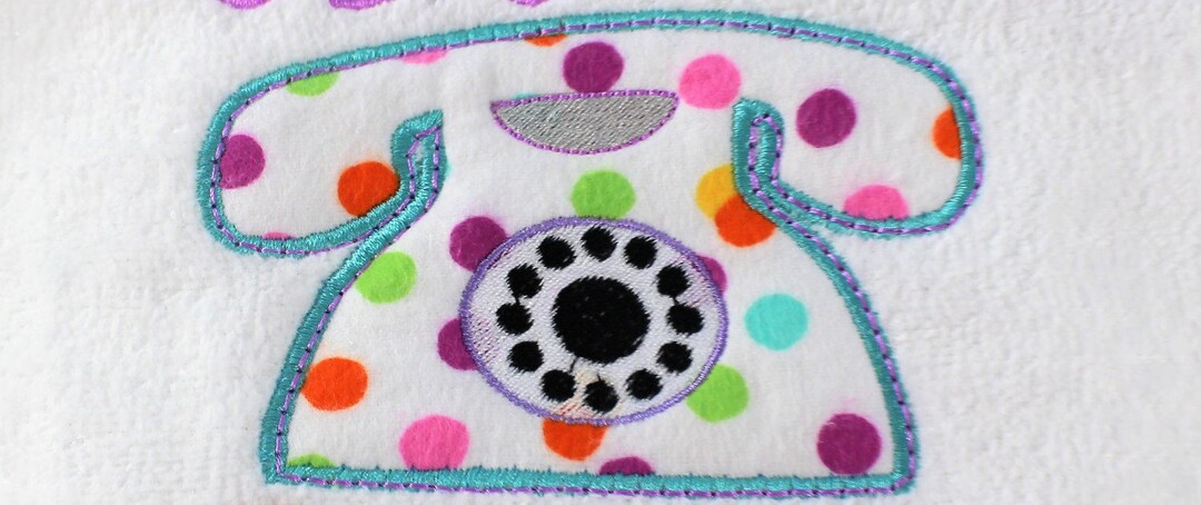 Vintage Applique Telephone Embroidery Machine Design, Phone Applique ...