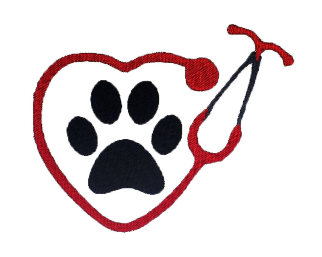 Dog Stitch Embroidery Design With Paw & Stethoscope Instant Download 3 ...