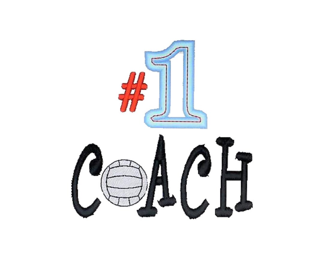 Number 1 Volleyball Coach Embroidery Design for Volleyball Machine ...