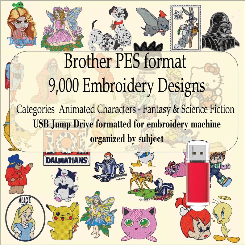 Brother PES 9,000 Embroidery Designs Animated Fantasy Science Fiction ...