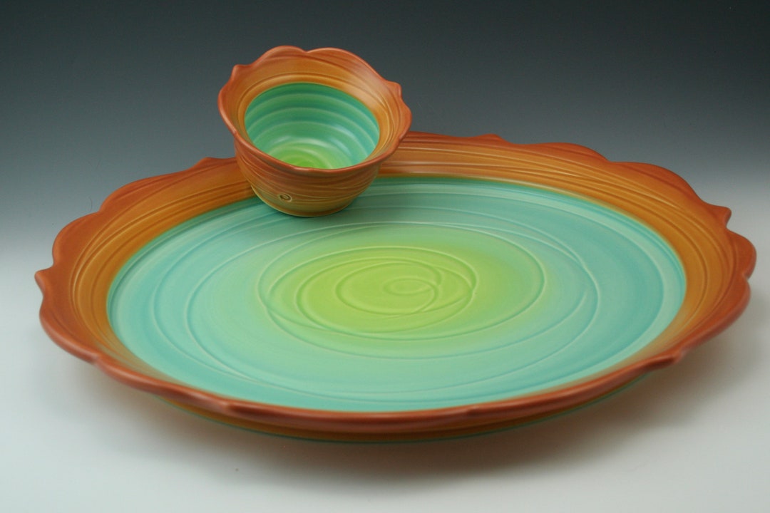 2 Piece Platter Set, Large Handmade Ceramic Platter With Matching Bowl ...