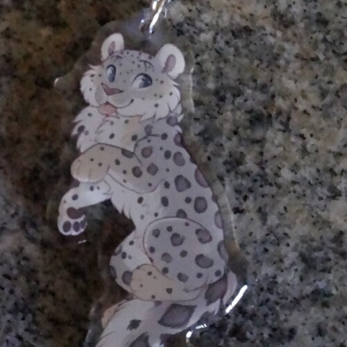 Stretching Snow Leopard Double-sided Acrylic Keychain - Etsy