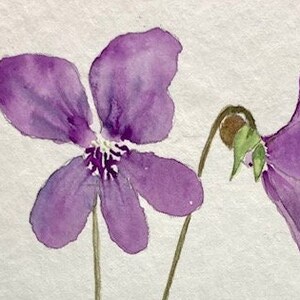 Purple Violet Flowers Original Painting, Simplistic Romantic Floral ...