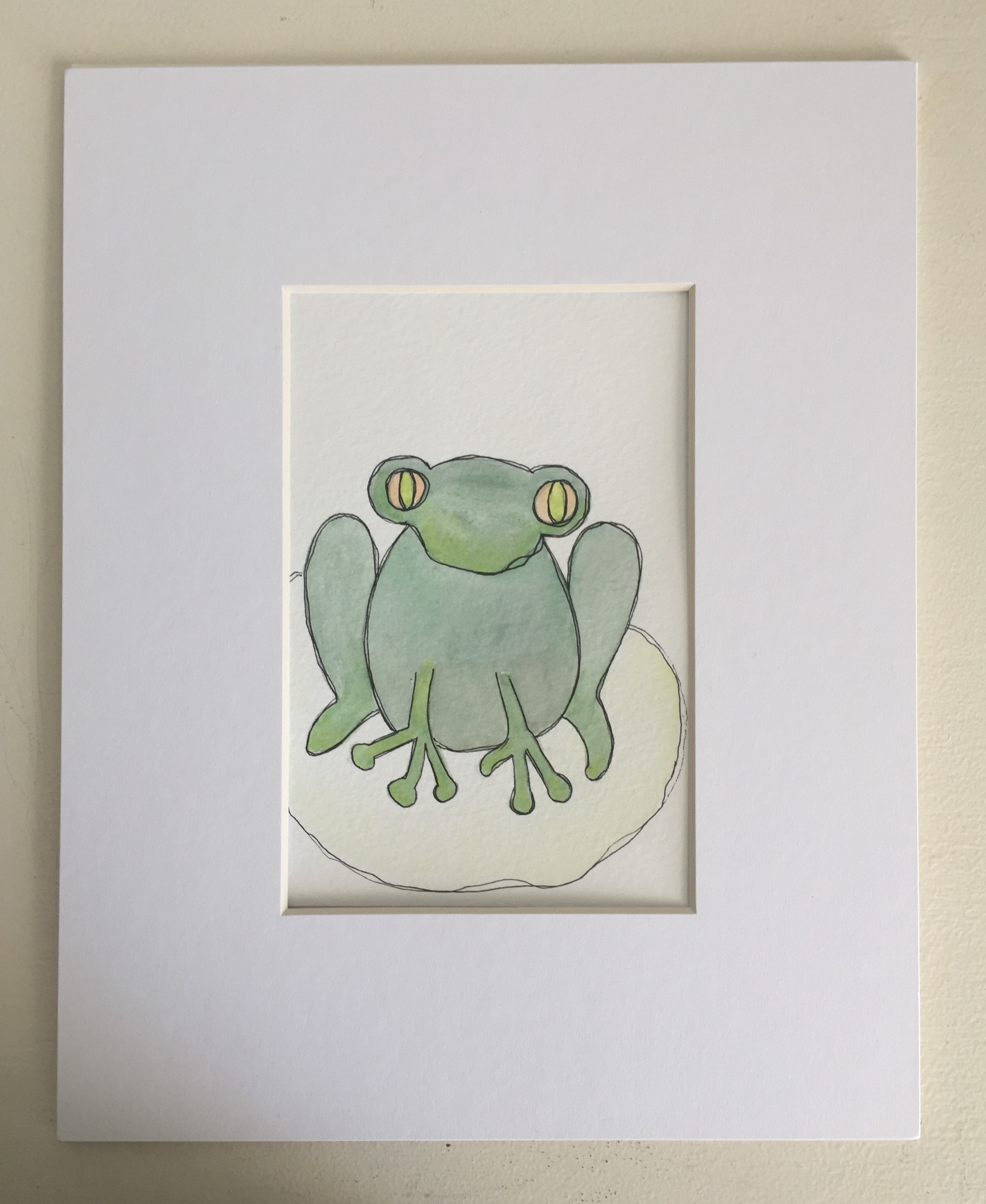 Original Frog Watercolor Painting, Frog on a Lilly Pad Artwork ...