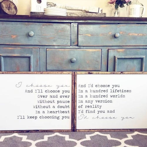 I Choose Us Sign Rustic Sign Wedding Gift Anniversary - Etsy