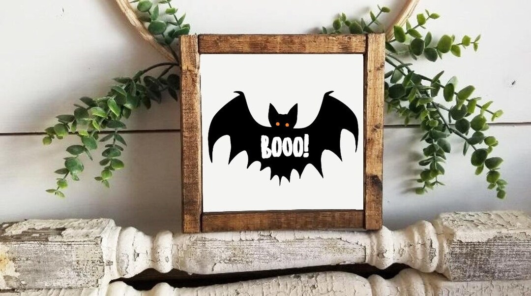 Halloween Sign Halloween Decor Bat Sign Spooky Trick - Etsy
