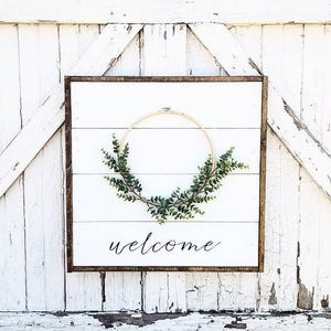 Welcome Farmhouse Sign Shiplap Sign Rustic Sign Farmhouse Decor Wreath ...