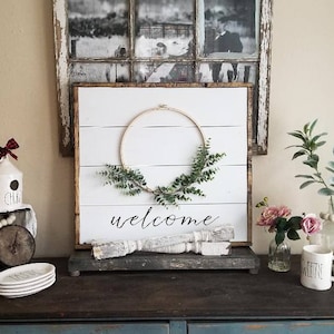Welcome Farmhouse Sign Shiplap Sign Rustic Sign Farmhouse Decor Wreath ...