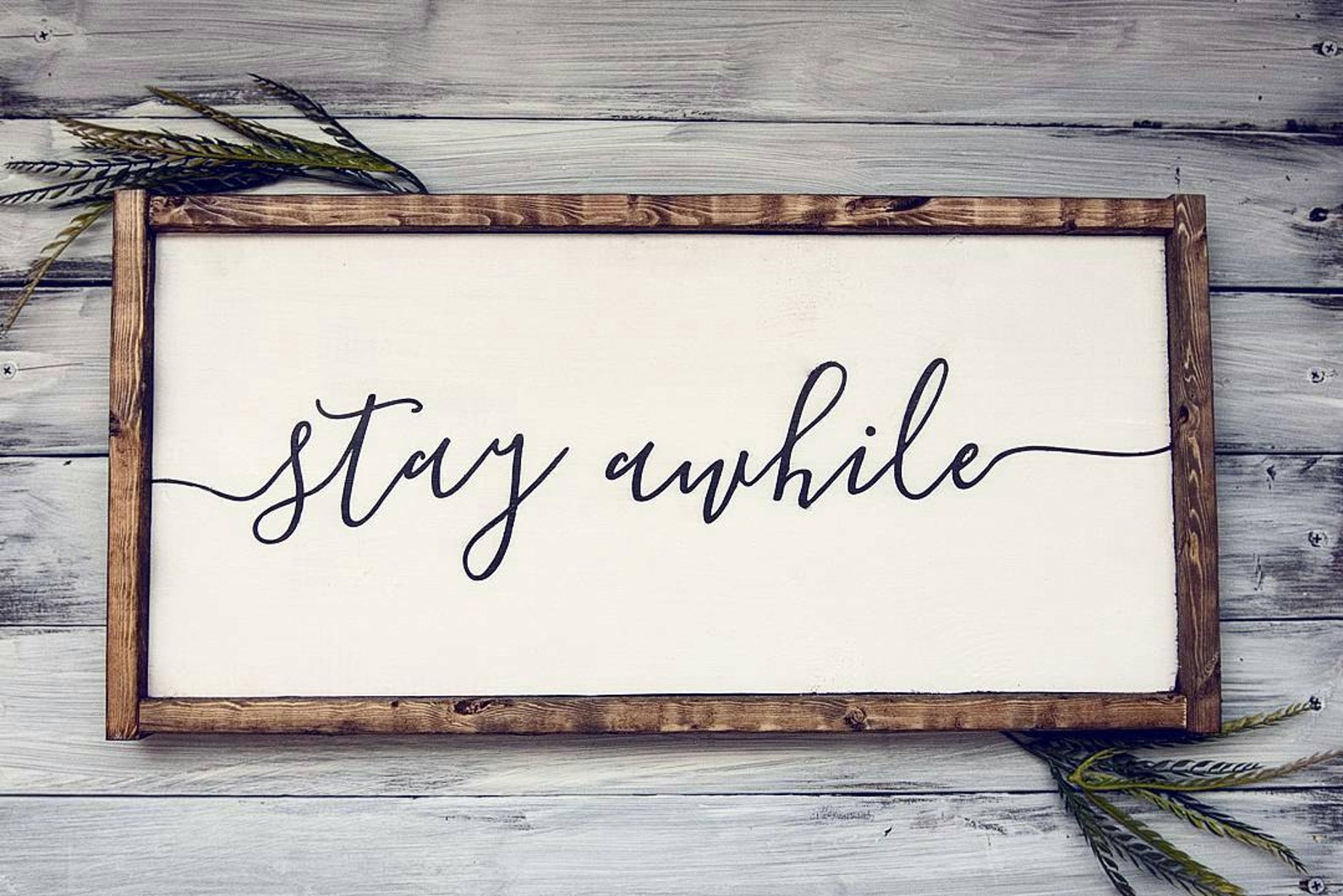 Stay Awhile Farmhouse Decor Rustic Decor Rustic Sign - Etsy
