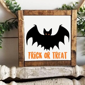 Halloween Sign Halloween Decor Bat Sign Spooky Trick - Etsy