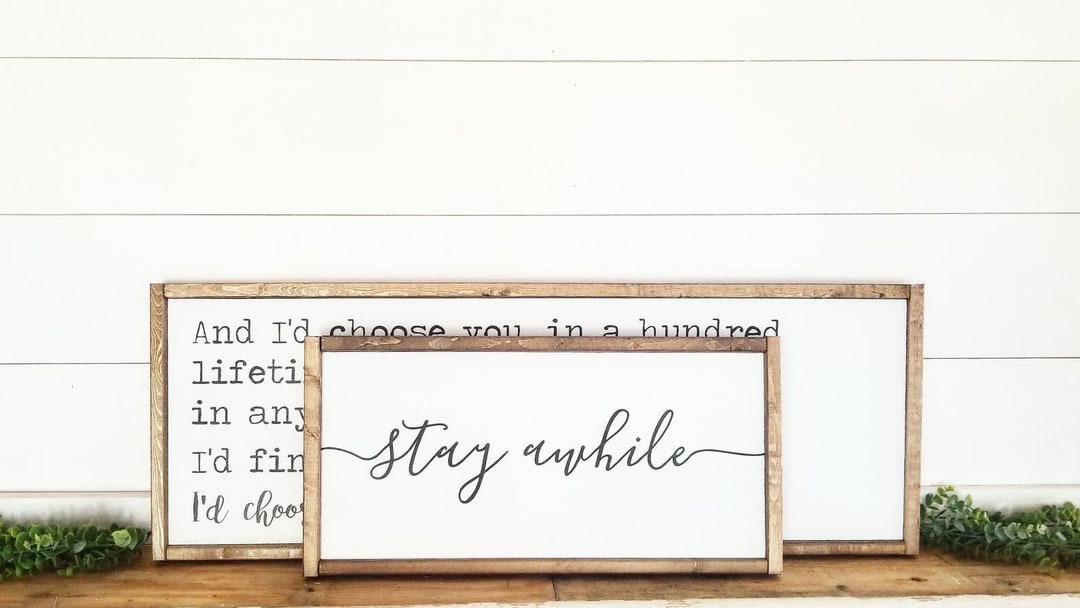 Stay Awhile Farmhouse Decor Rustic Decor Rustic Sign Rustic Wood Sign ...