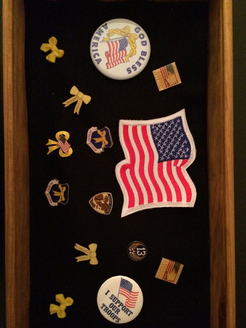 Oak Shadow Box With Operation Desert Storm Lapel Pins and Buttons - Etsy