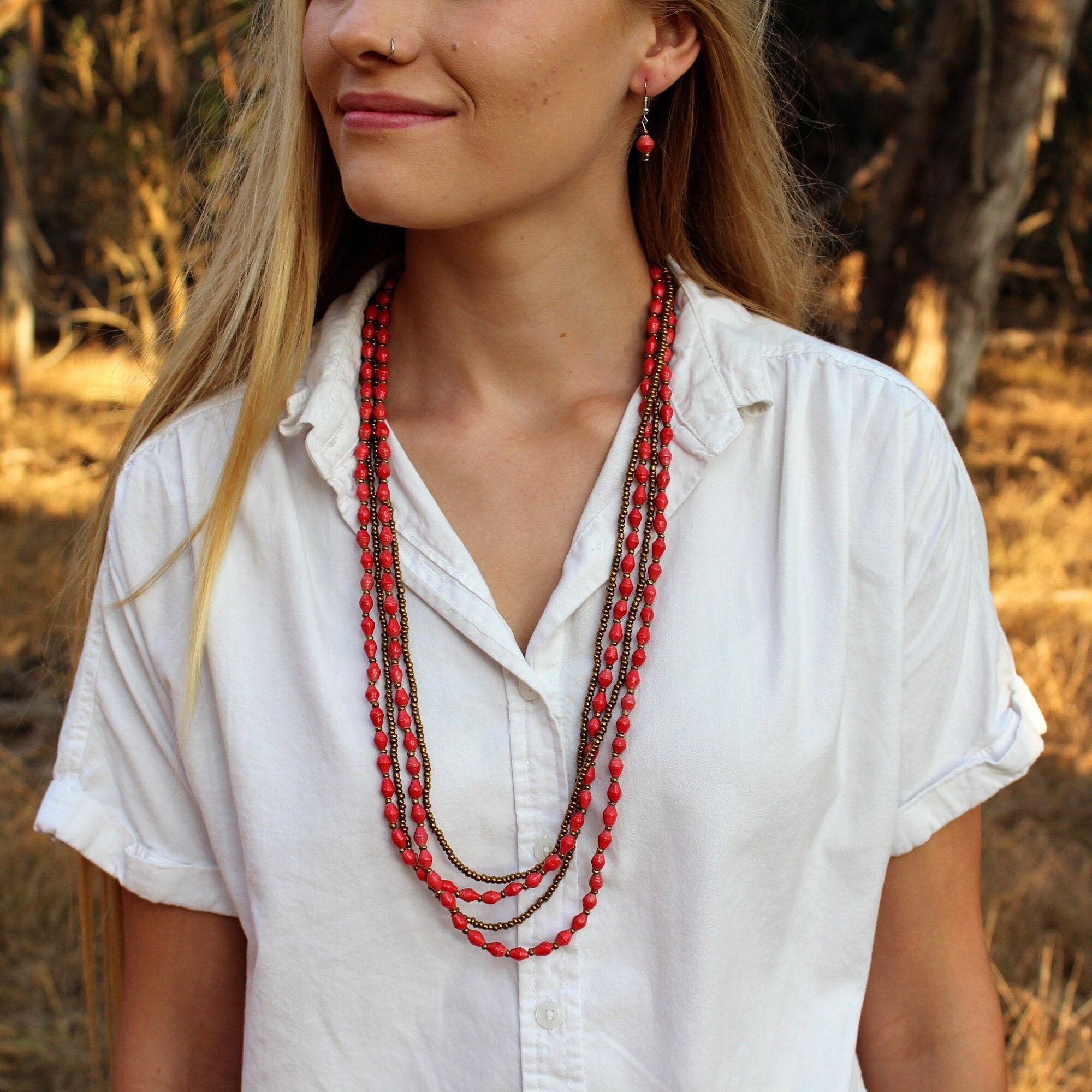 Long Red Necklace / Popular Women's Necklace / Because of Hope // Hope ...