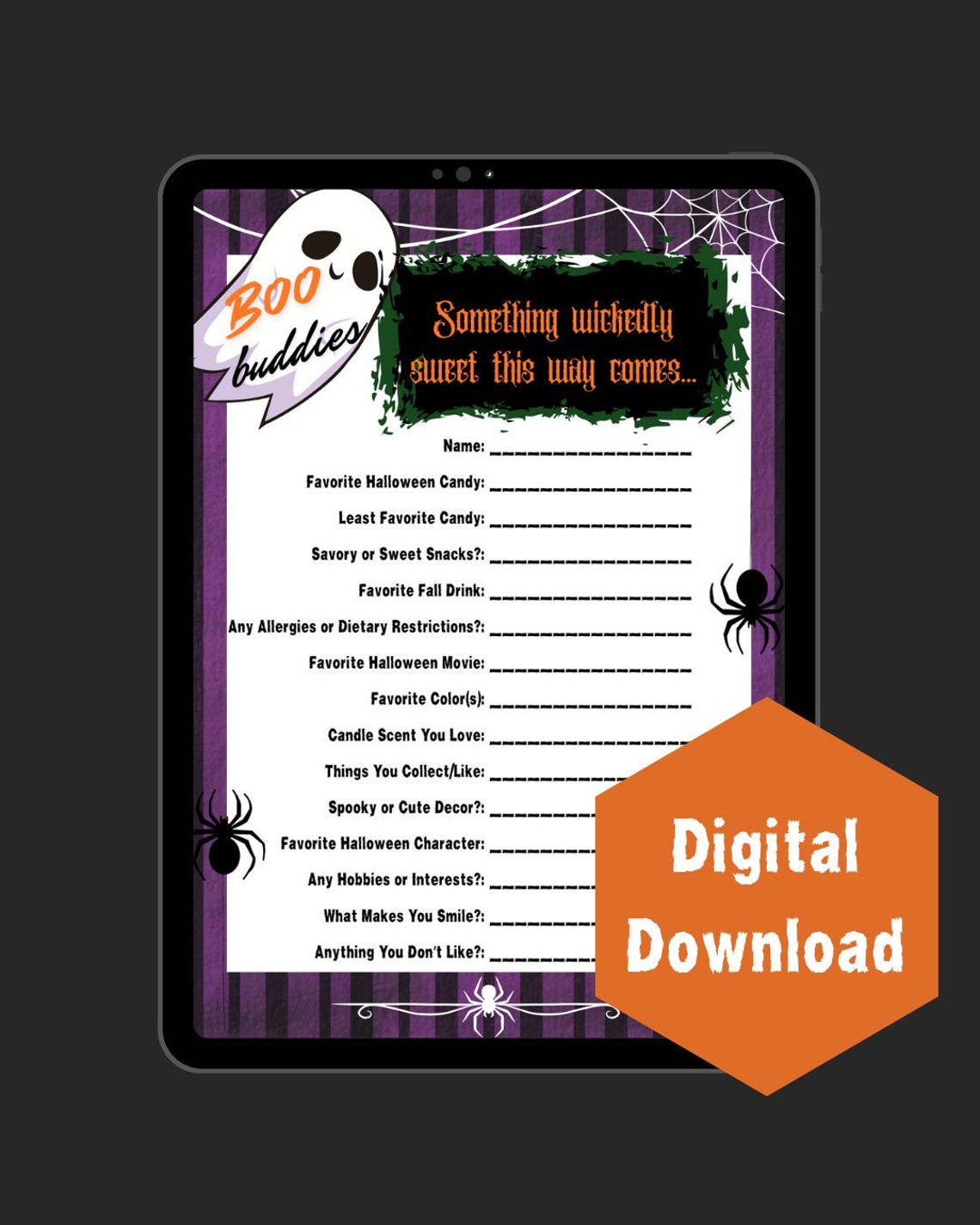 Boo Buddy Questionnaire Boo Basket Printable – Halloween Secret Gift ...