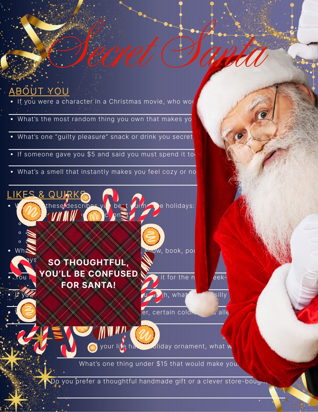 Unique Secret Santa Questionnaire | Funny Holiday Gift Exchange ...