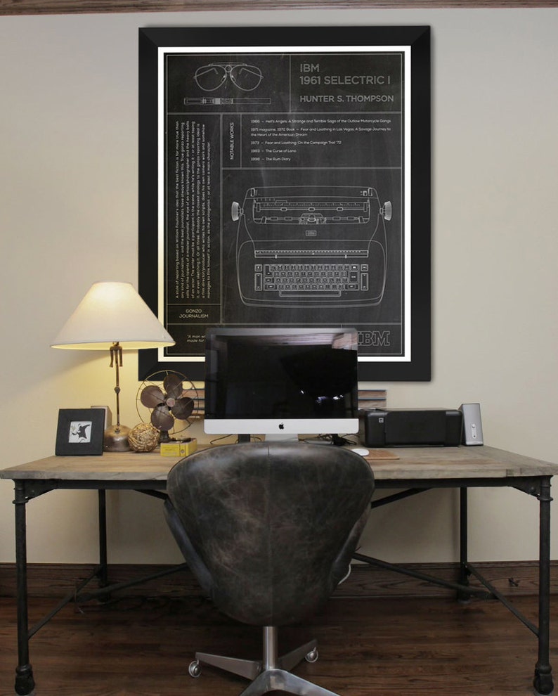 Poster Classic Typewriter: Hunter S. Thompson Typewriter "slate" Print ...