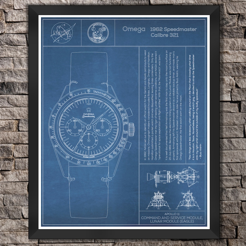 Omega: Speedmaster Apollo Moon Watch. blue Print - Etsy