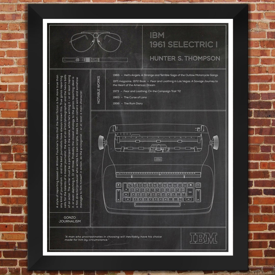 Poster Classic Typewriter: Hunter S. Thompson Typewriter "slate" Print ...
