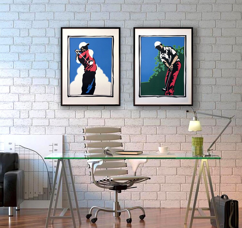 Golf, Set of Prints of Golfers Driving and Putting - Etsy