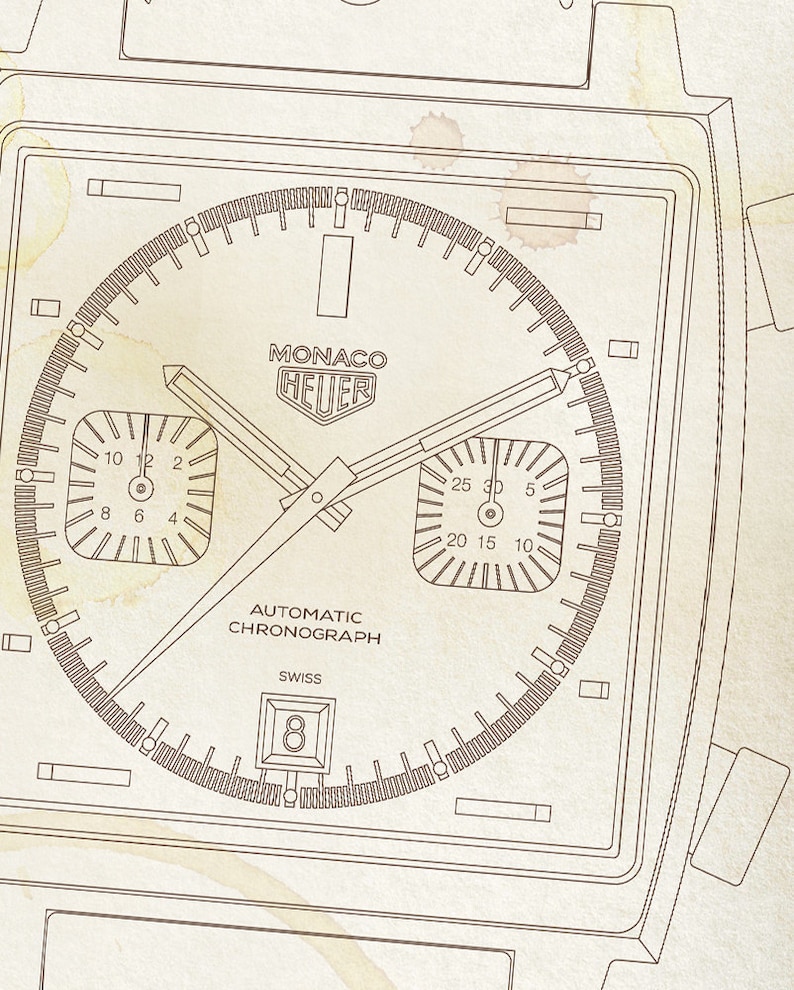 TAG Heuer: the Monaco Watch. parchment Print - Etsy