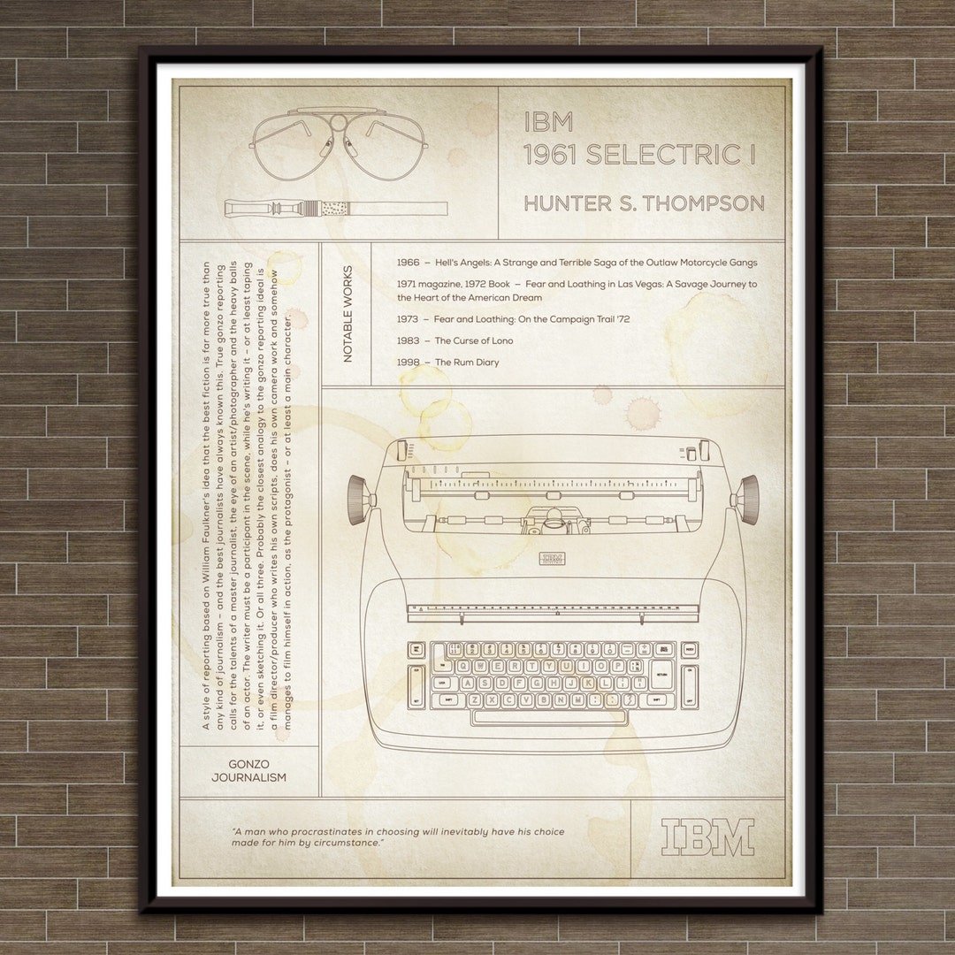 Poster Classic Typewriter: Hunter S. Thompson Typewriter "parchment ...