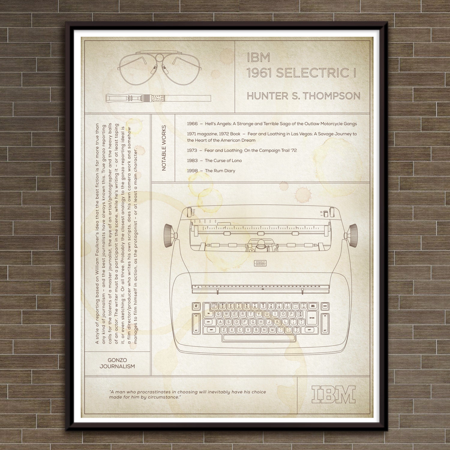 Classic Typewriter Series of 3 Parchment, Ibm/underwood. Various Sizes ...