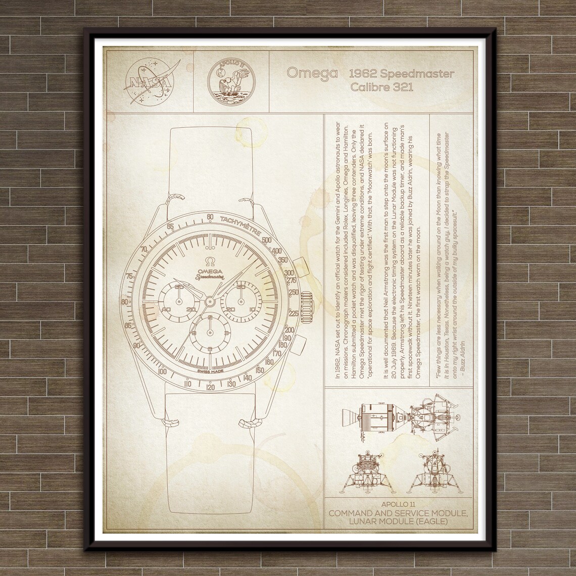Omega: Speedmaster Apollo Moon Watch. parchment Print - Etsy