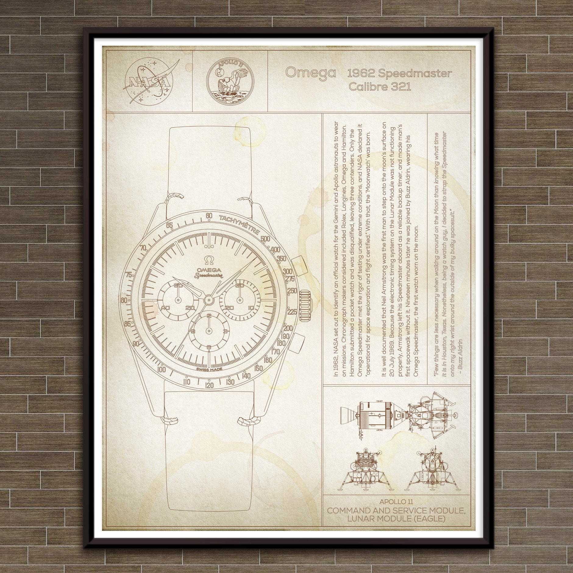 Omega: Speedmaster Apollo Moon Watch. parchment Print - Etsy