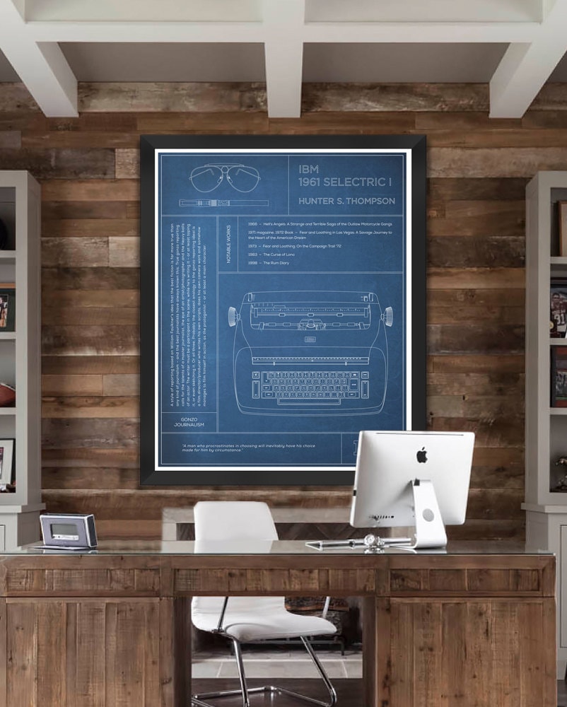 Poster Classic Typewriter: Hunter S. Thompson Typewriter "blue" Print ...