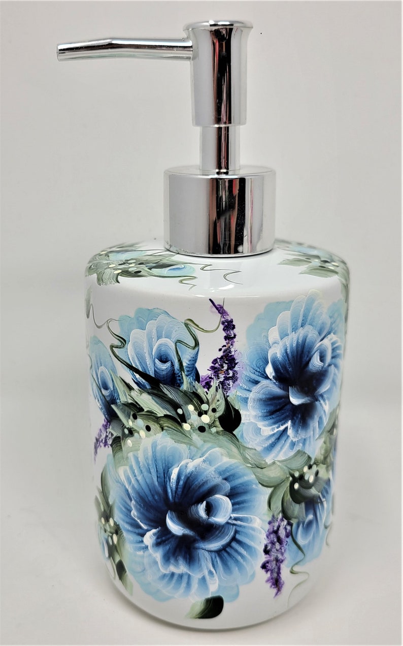 Soap or Hand Cream Dispenser Blue Roses and Buds With Lavender - Etsy
