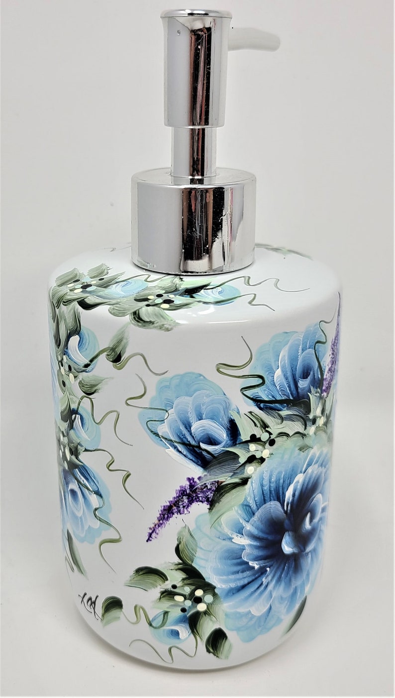 Soap or Hand Cream Dispenser Blue Roses and Buds With Lavender - Etsy