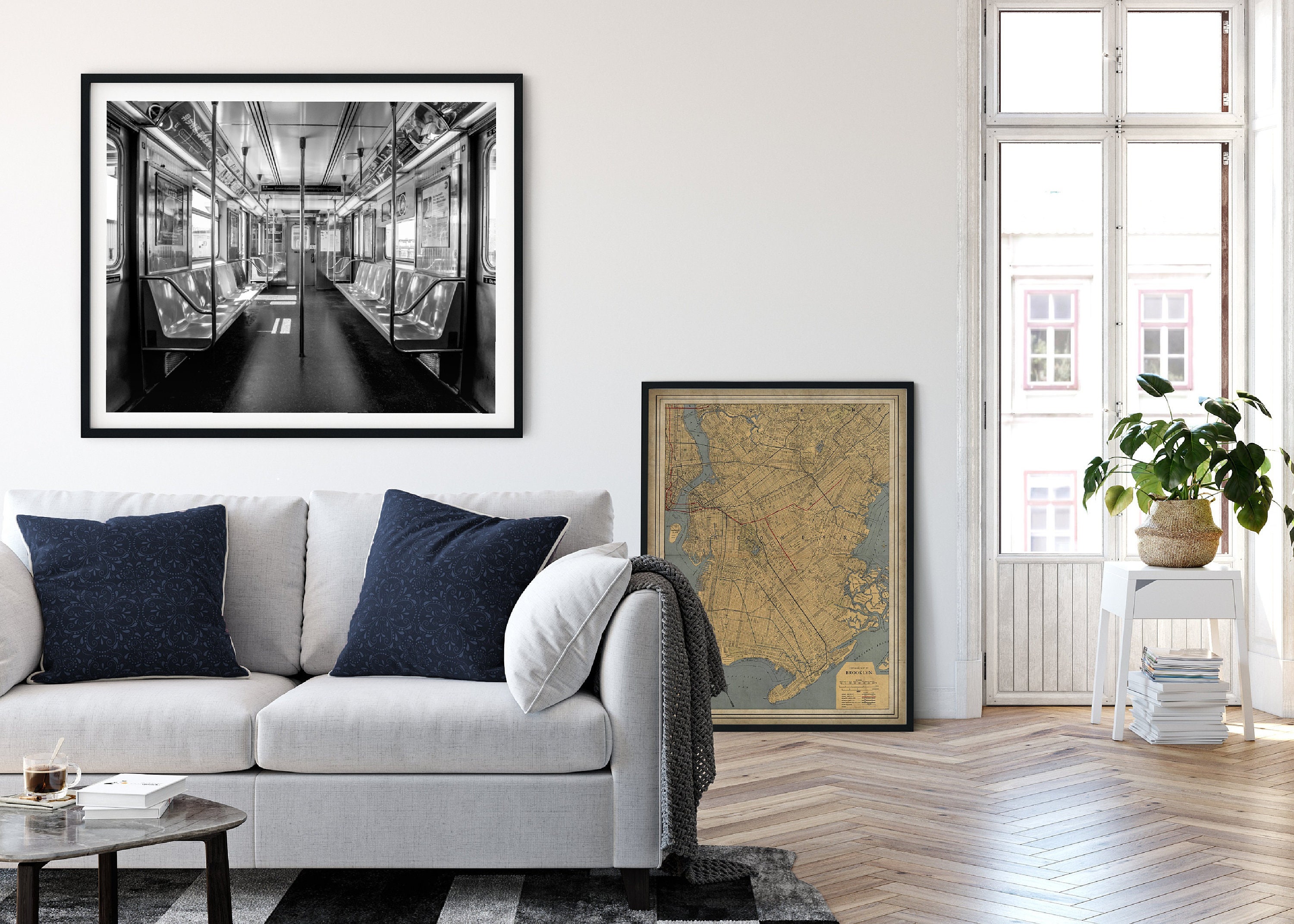 NYC Subway Wall Art | Black and White Photography Print of Empty Train ...