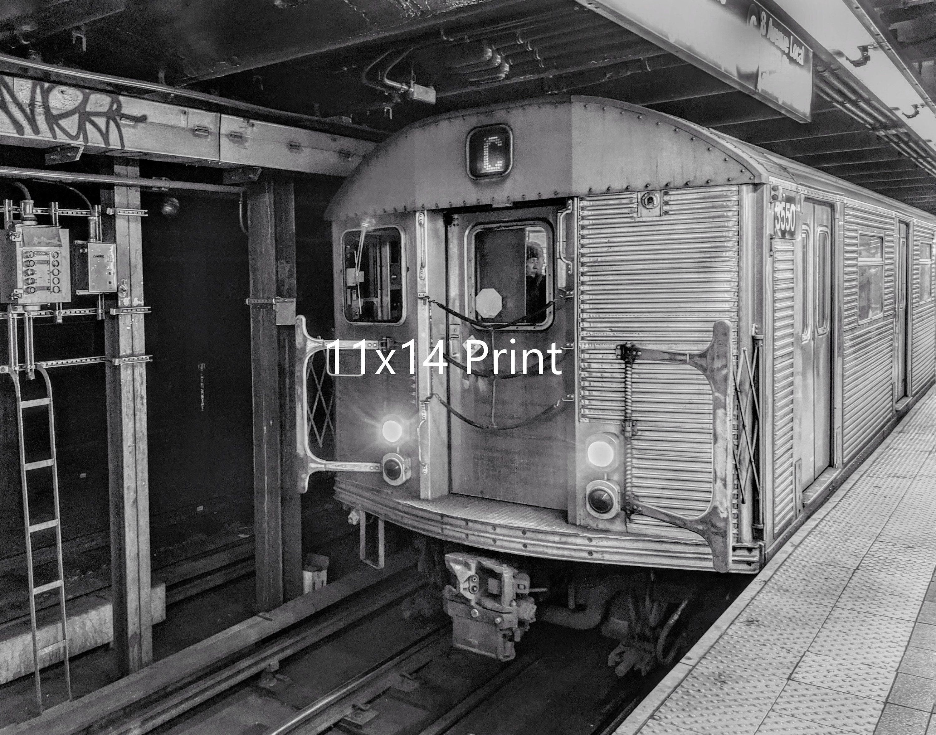 NYC Subway C Train Large Wall Art Photography Print Black and White ...
