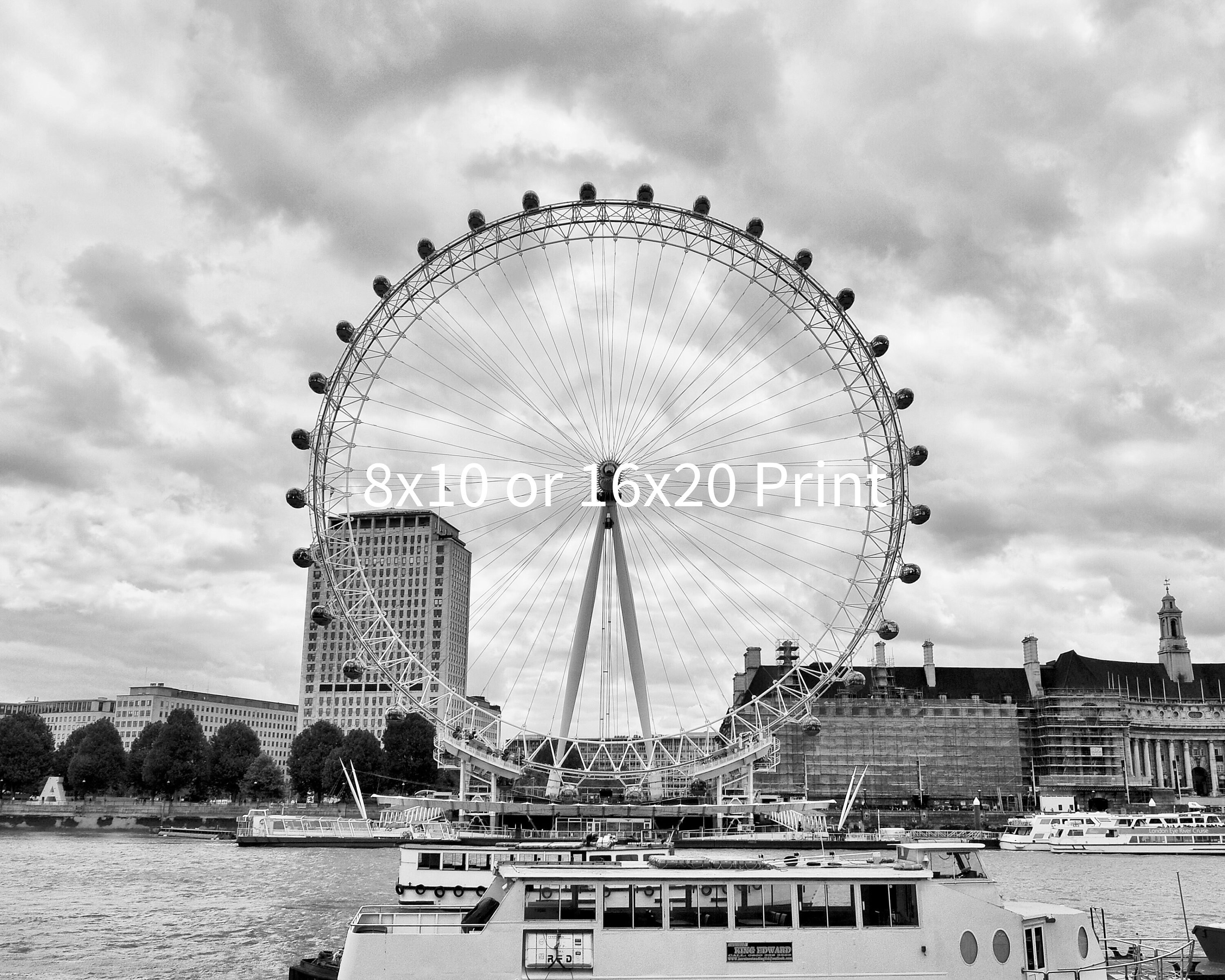 The London Eye Large Wall Art Photography Print Black and - Etsy