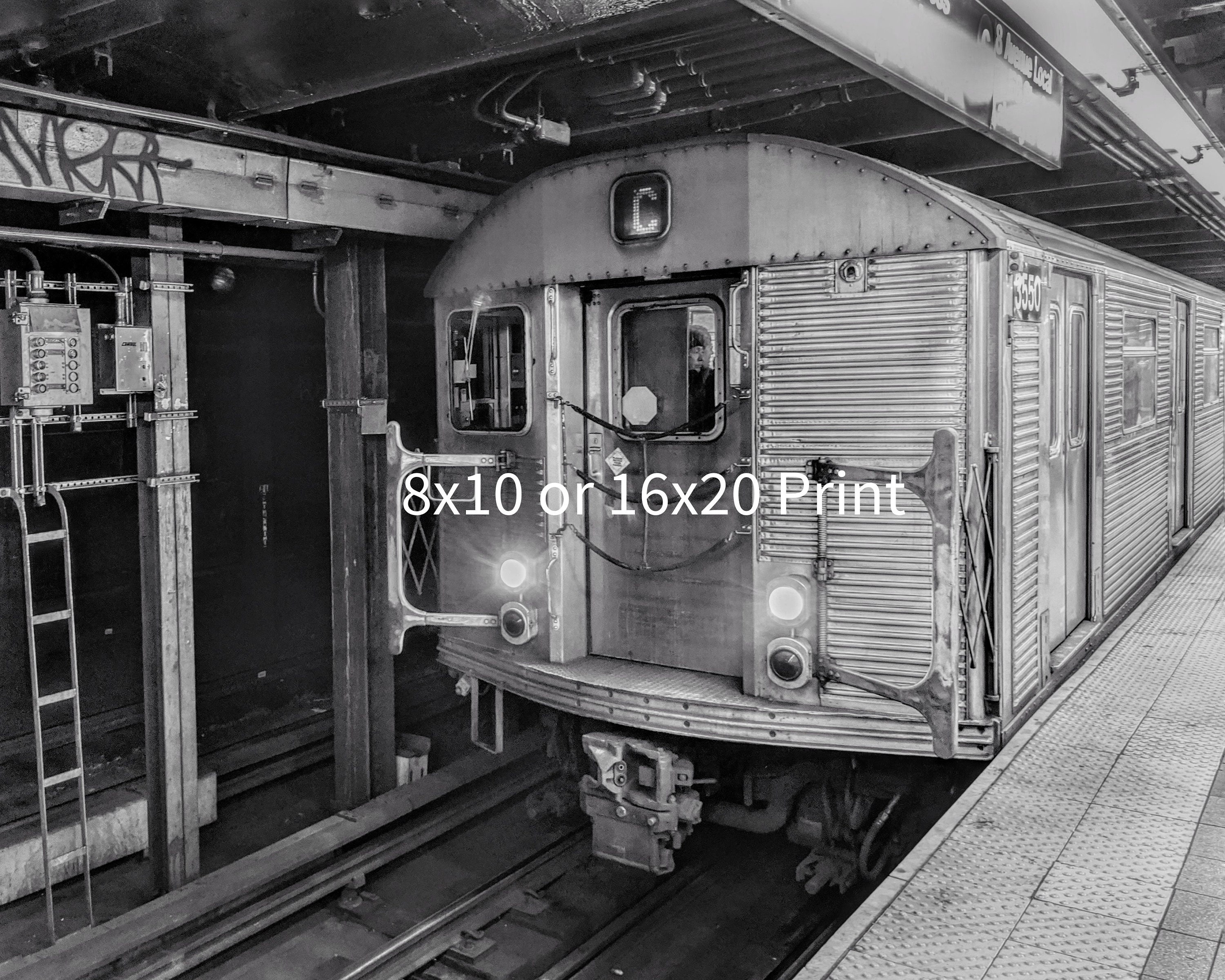 NYC Subway C Train Large Wall Art Photography Print Black and White ...