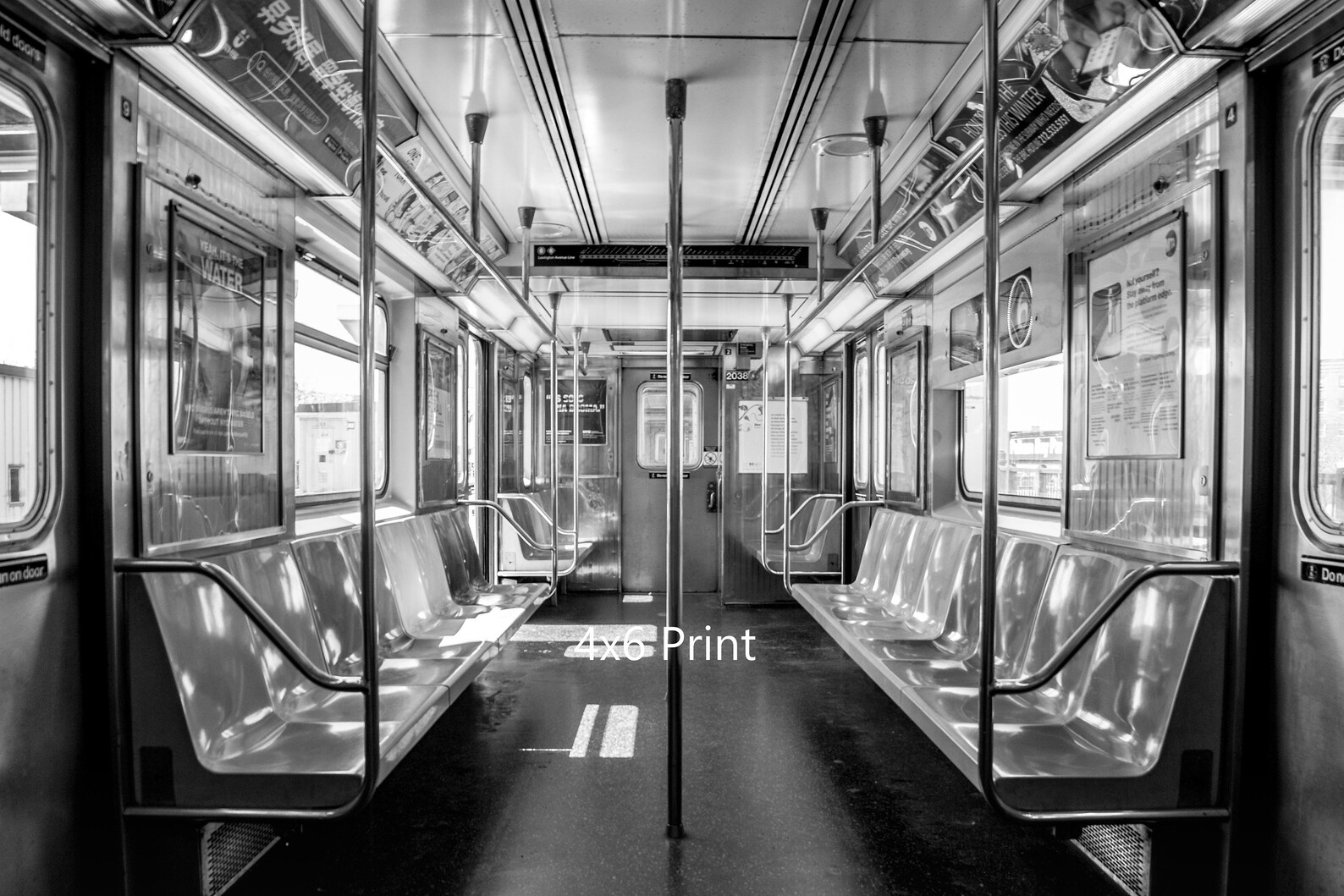 NYC Subway Wall Art | Black and White Photography Print of Empty Train ...