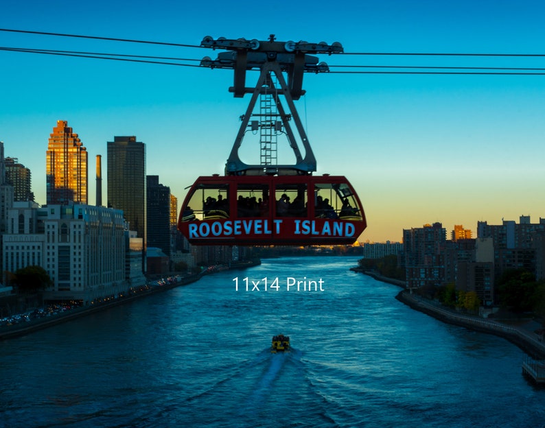 NYC Roosevelt Island Tram Large Wall Art Photography Print Sunset Boat ...