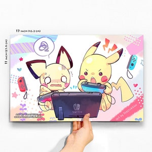 Pikachu and Pichu Playing Switch Poster A3 11x17 - Etsy