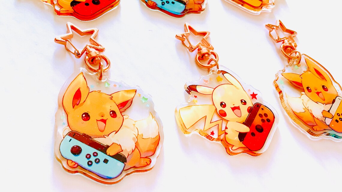 Pikachu Eevee Nintendo Switch Charms 2.5 Inch Clear Acrylic - Etsy
