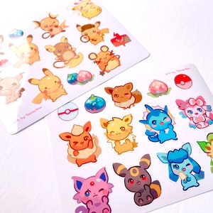 Pika Eevee Vinyl Sticker Sheets - Etsy