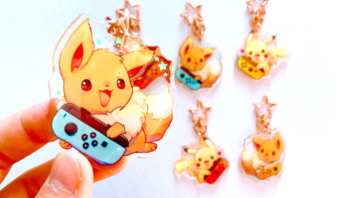 Pikachu Eevee Nintendo Switch Charms 2.5 Inch Clear Acrylic - Etsy