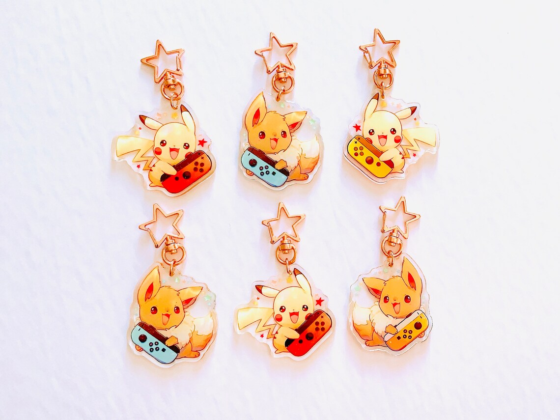 Pikachu Eevee Nintendo Switch Charms 2.5 Inch Clear Acrylic - Etsy
