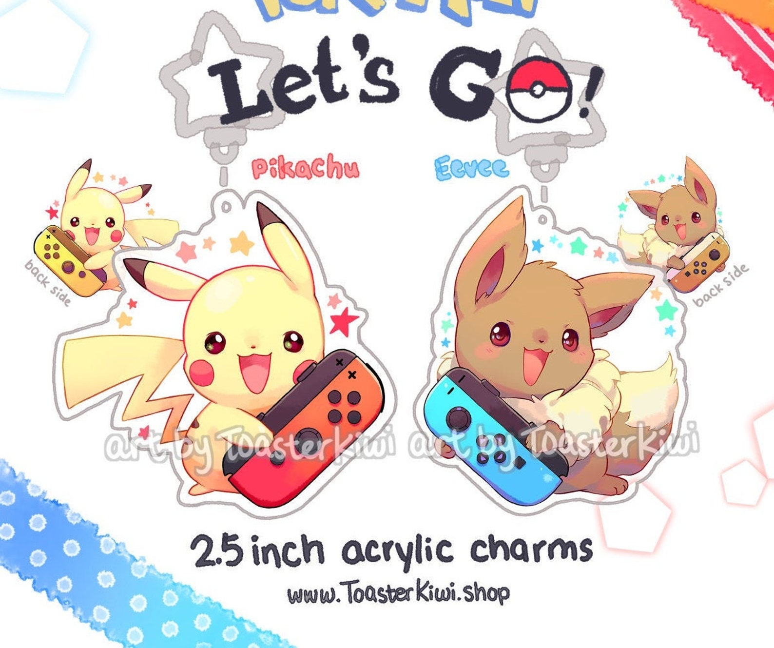 Pikachu Eevee Nintendo Switch Charms 2.5 Inch Clear Acrylic - Etsy