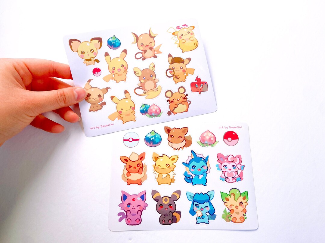 Pika Eevee Vinyl Sticker Sheets - Etsy