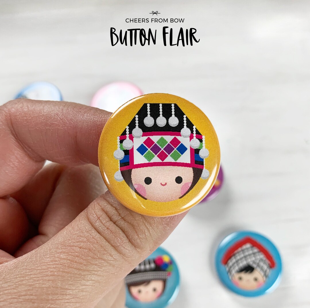 Pin de botón de 1,25, imán Raya Gal Hmong - Etsy España